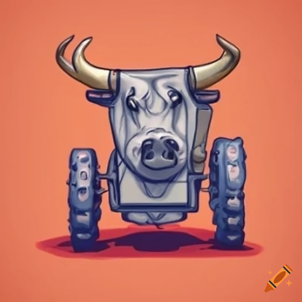Funny image of a bull driving a tractor on Craiyon