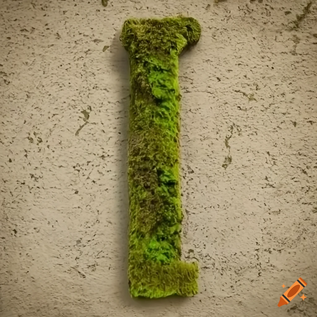 Ancient moss-covered stone letter l on Craiyon