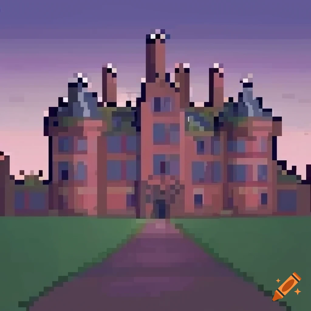 Pixel art background of a medieval castle