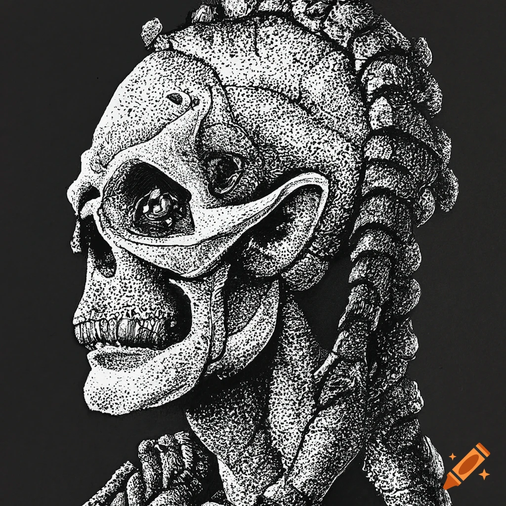 Stipple illustration of homm 2 character on Craiyon
