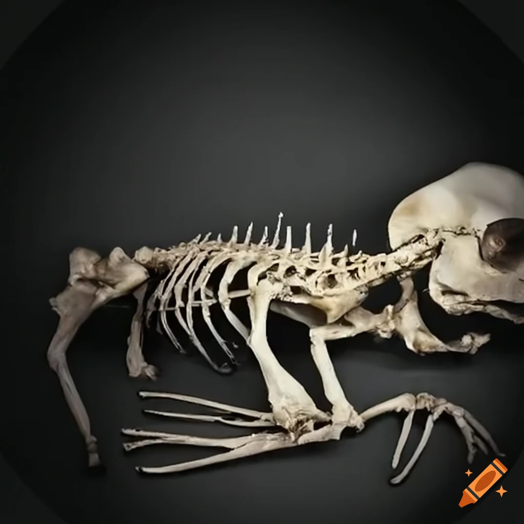 Eerie image of a partially buried marsupial skeleton