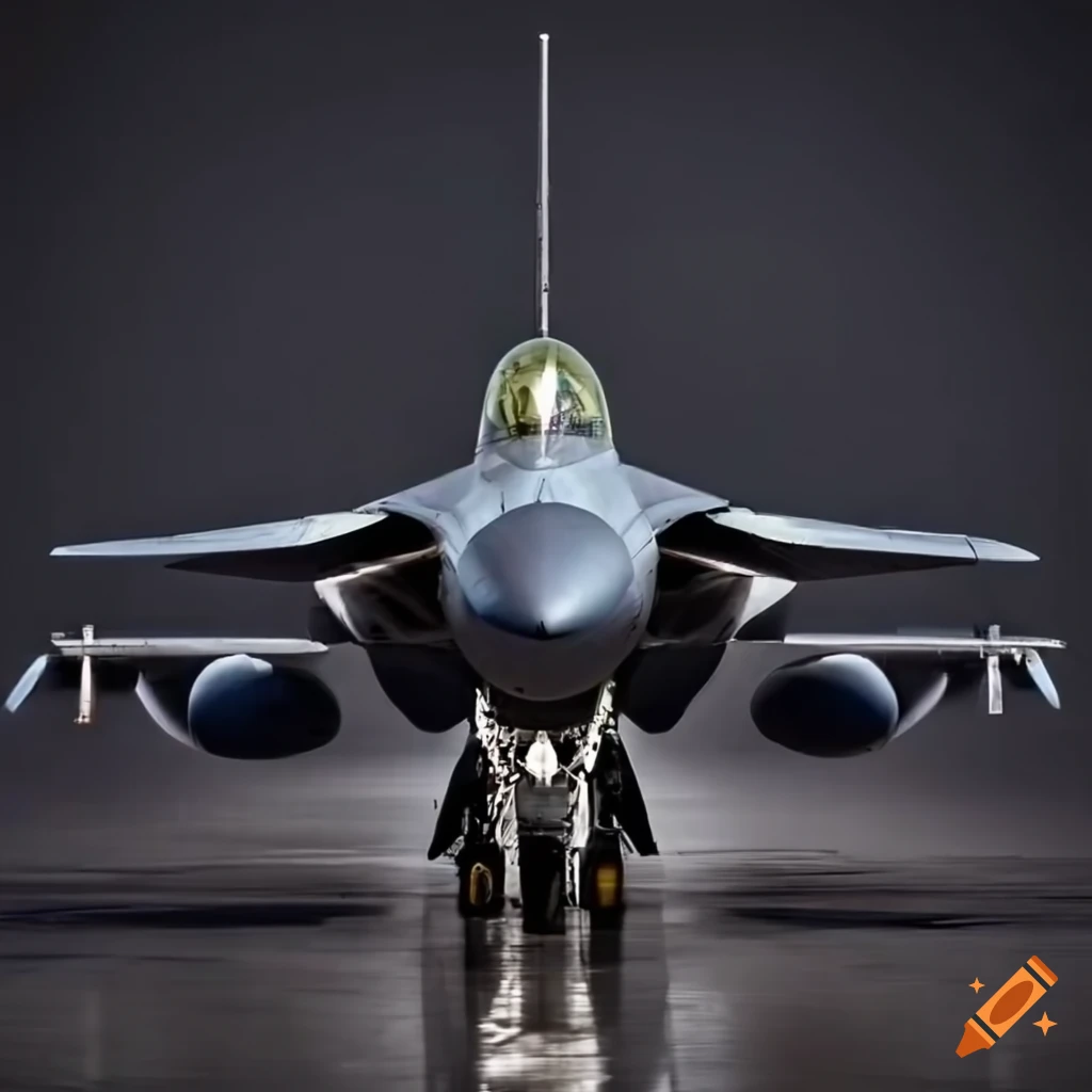 Close-up of a sleek f-16 aircraft on Craiyon