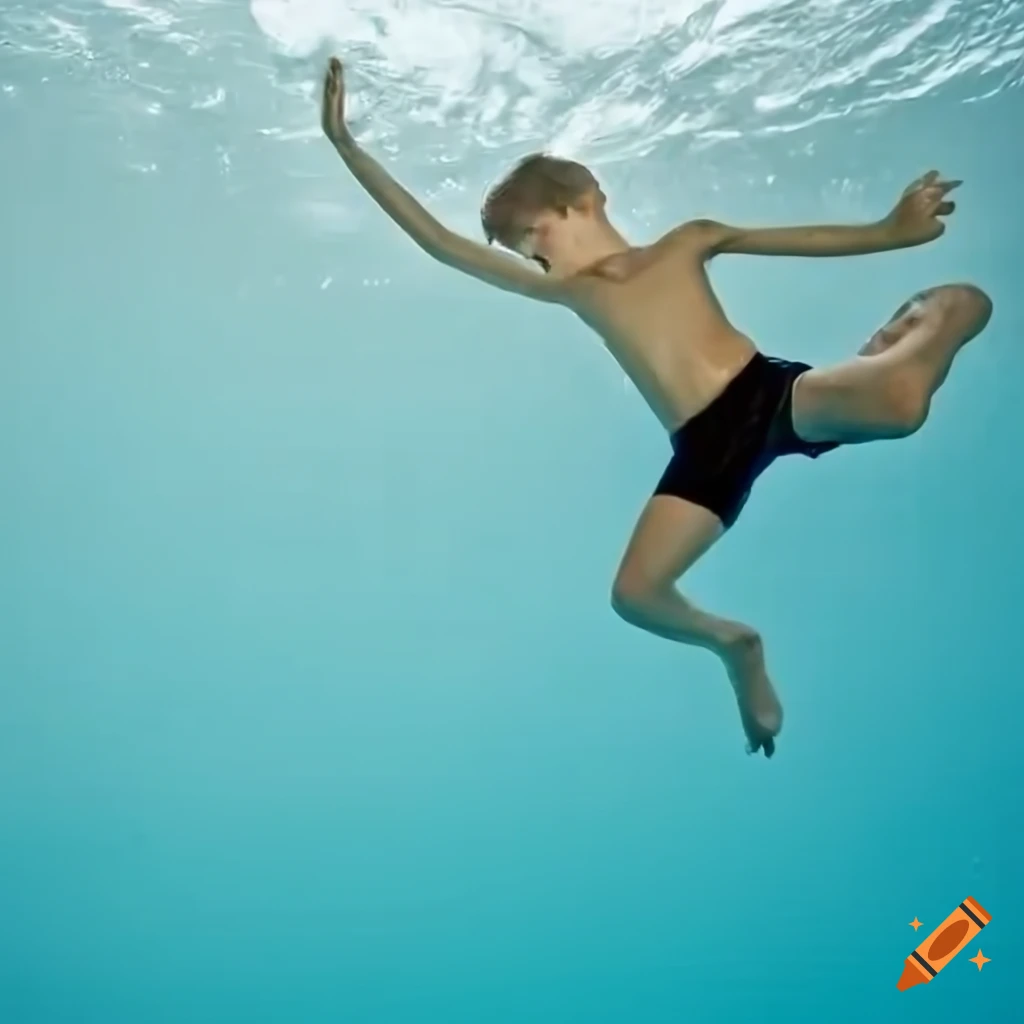 Young male swimmer diving into water on Craiyon