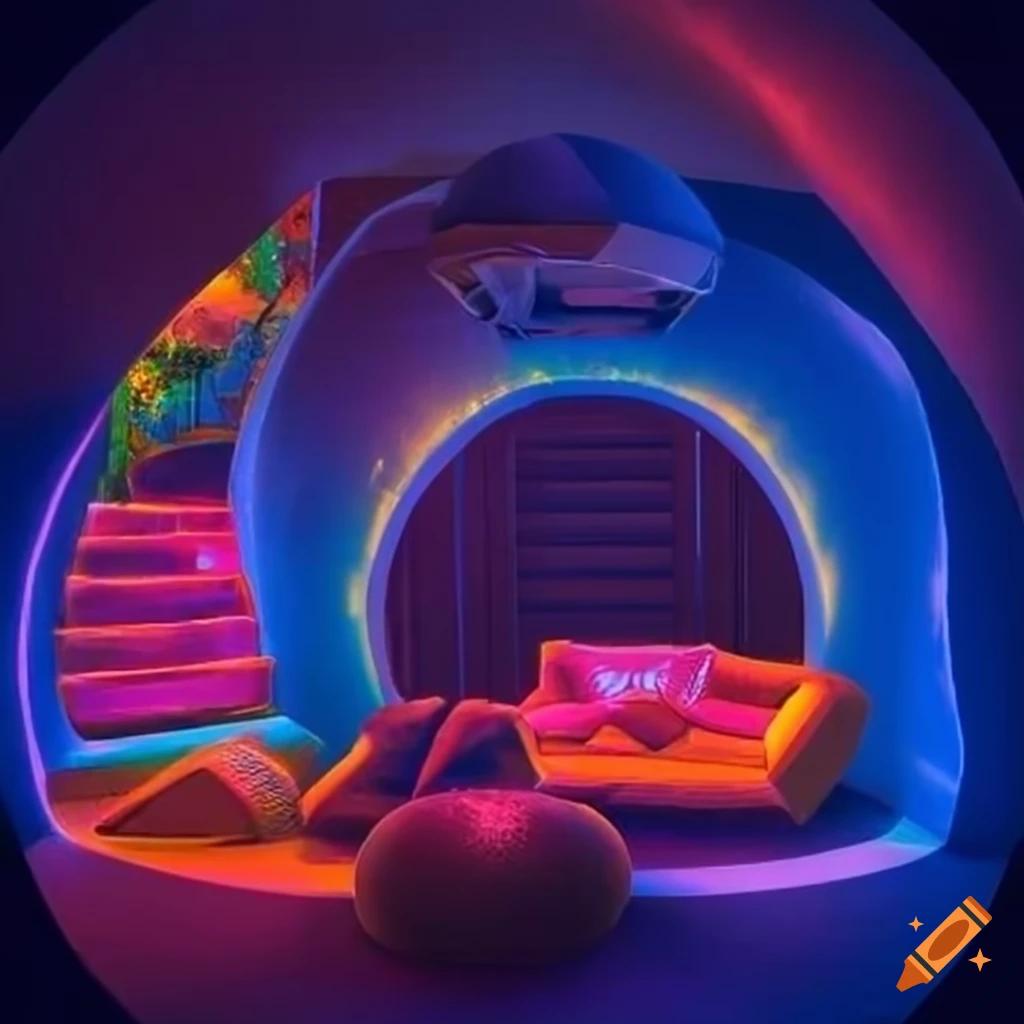 View of a sci-fi inspired superadobe house on Craiyon