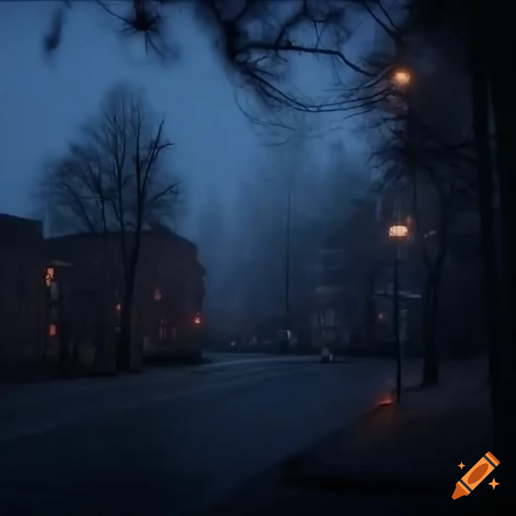 Ghost train illuminated by street lights on Craiyon