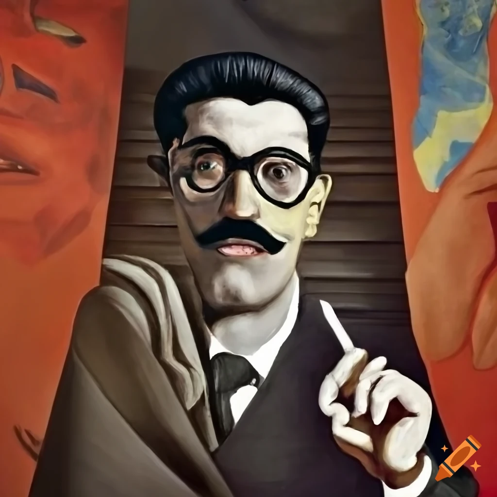 Cartoon illustration of painter josé clemente orozco