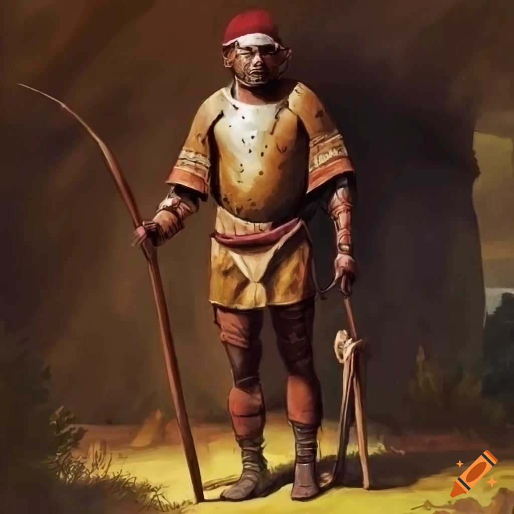 Bushman warrior in medieval plate armor on Craiyon