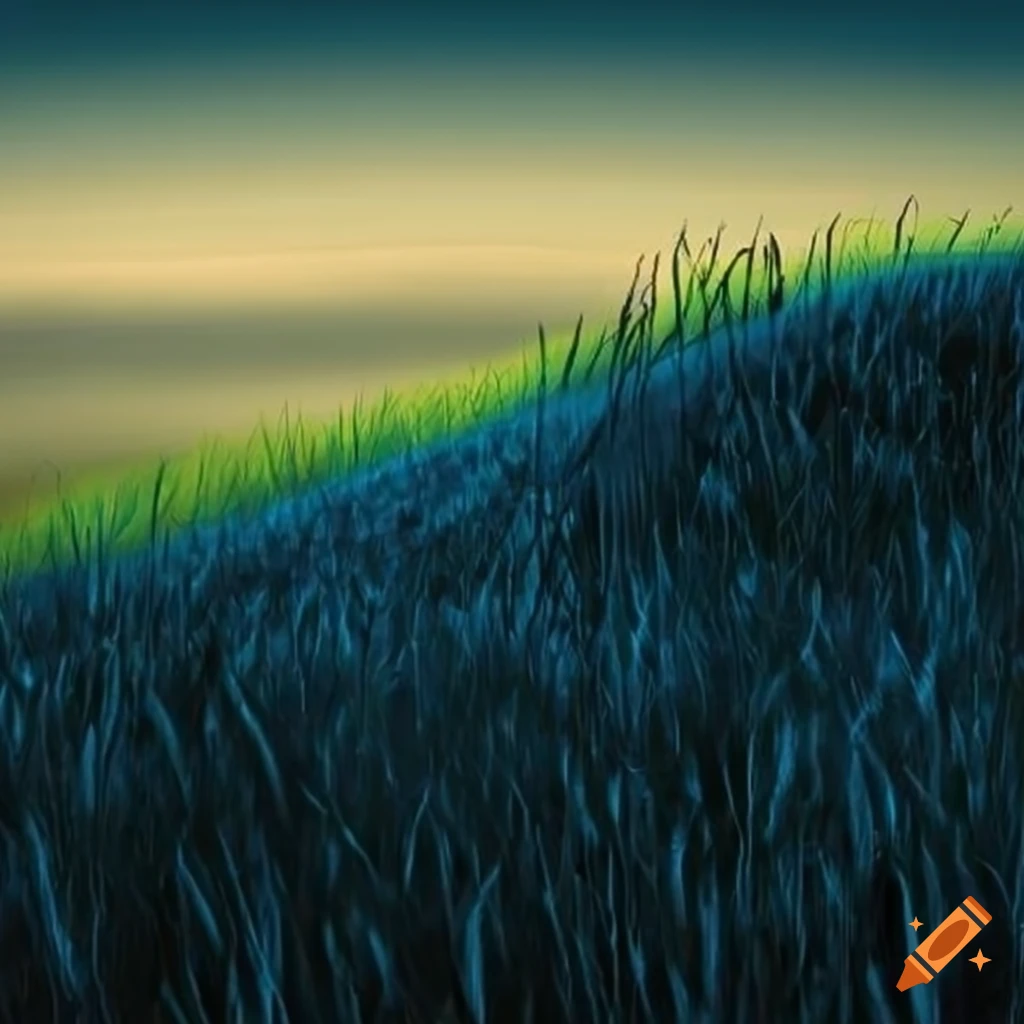 Hill with dark blue grass on Craiyon