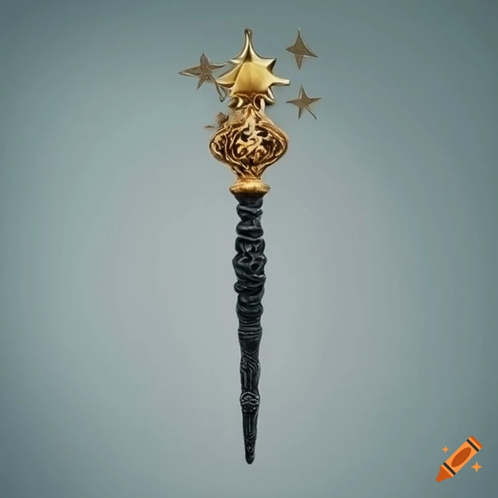 Black and gold celestial wand on Craiyon