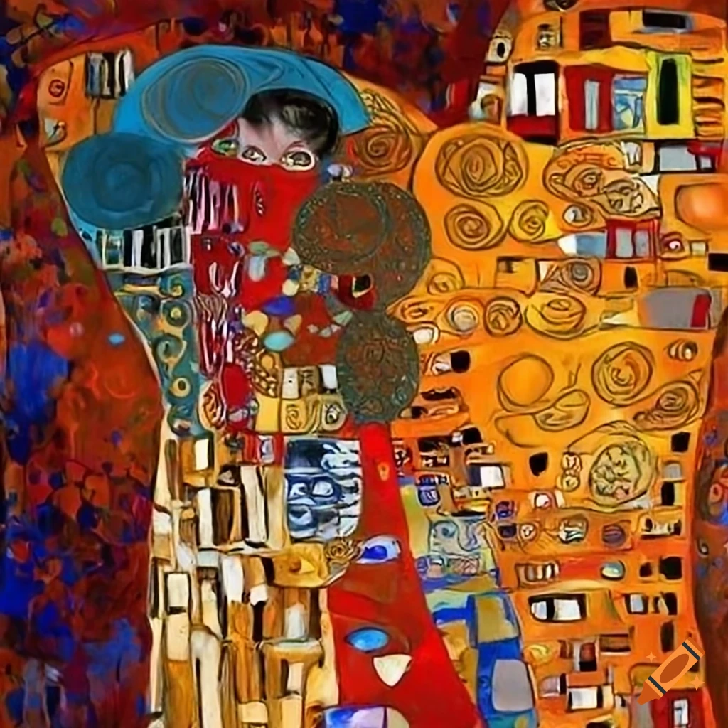 Abstract artwork with a mix of Klimt and Roman paintings on Craiyon