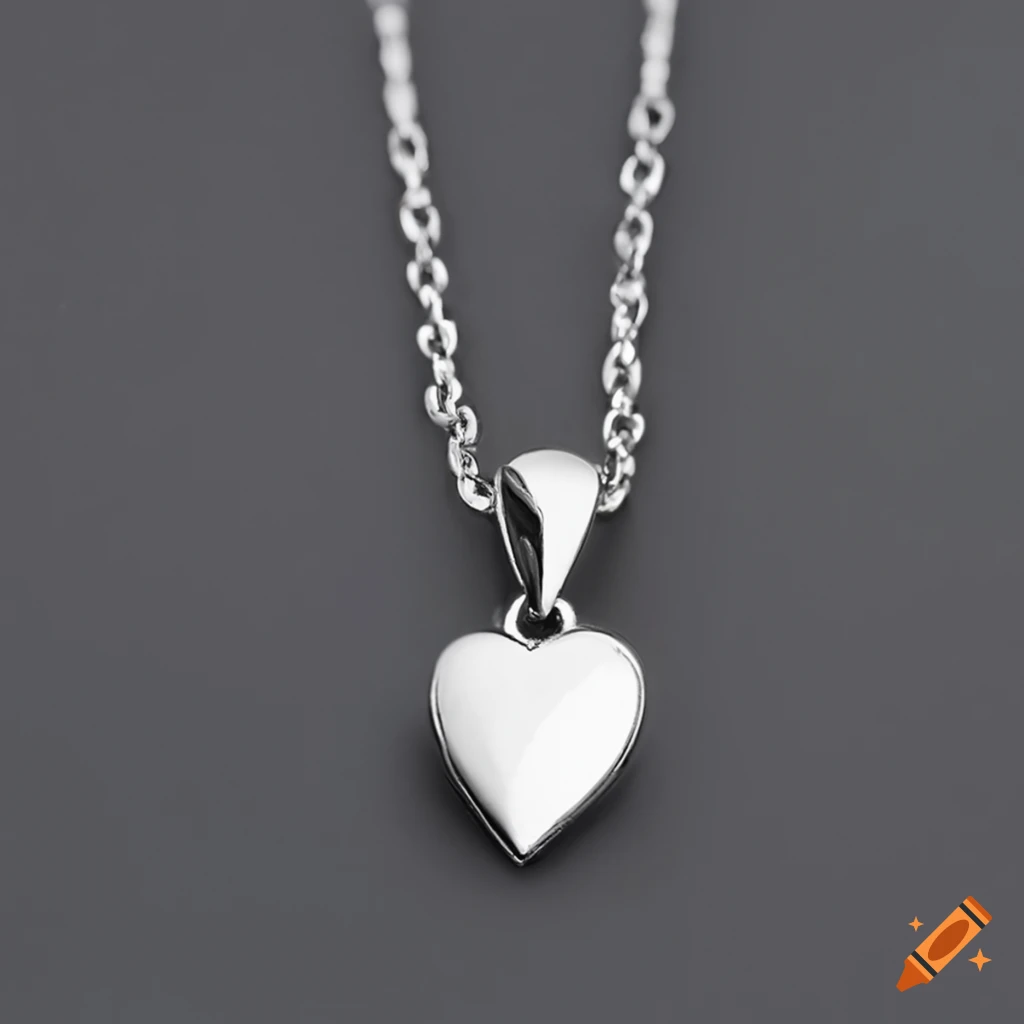 Silver heart pendant necklace on Craiyon