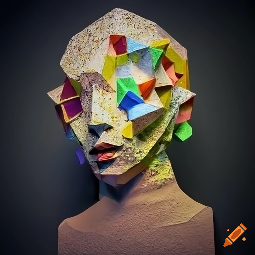 Sculpture of origami figures with vivid composition on Craiyon