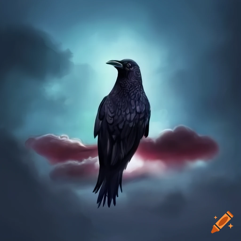 Fantasy crow in a heavenly setting on Craiyon
