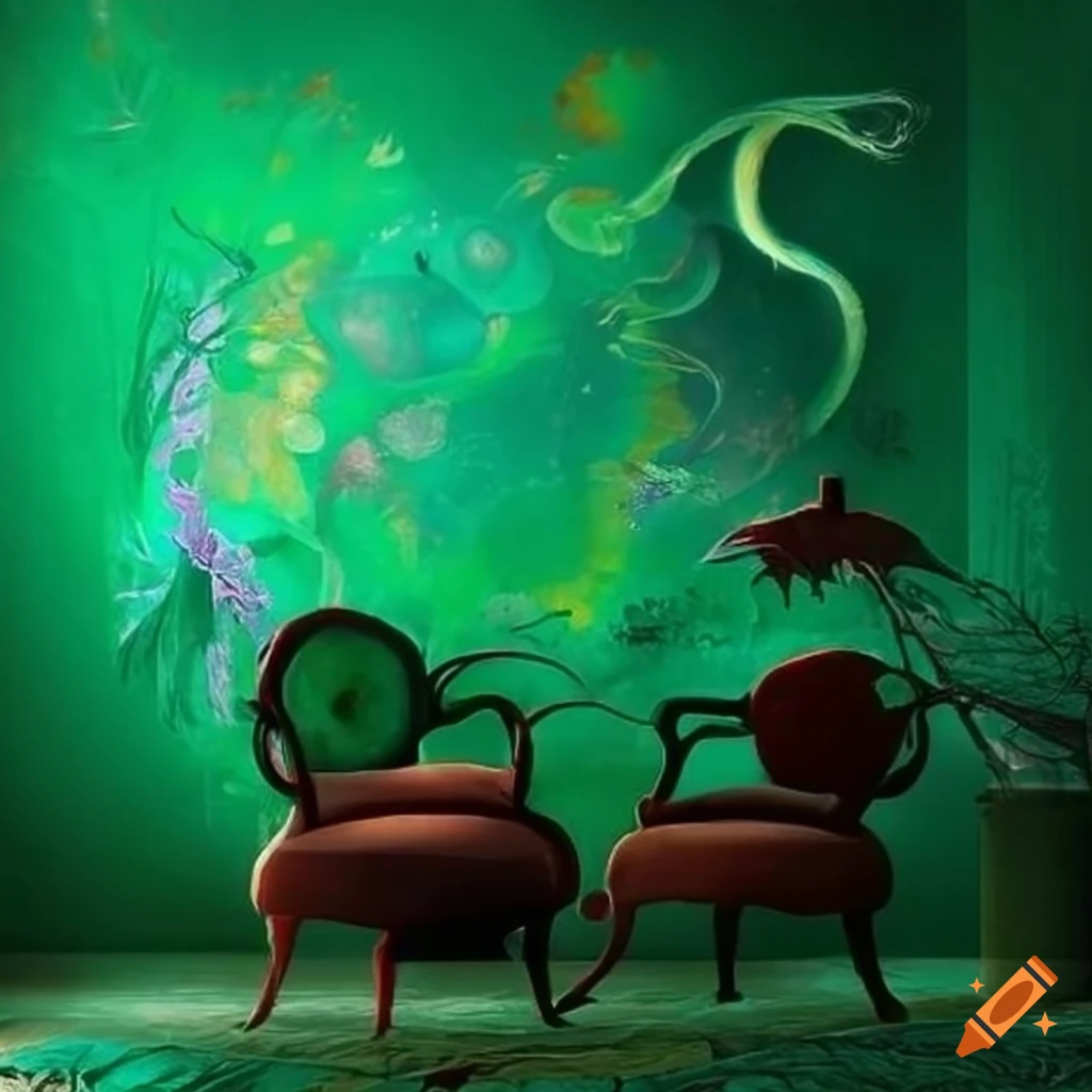 Green room inspired by dianthus green trick on Craiyon