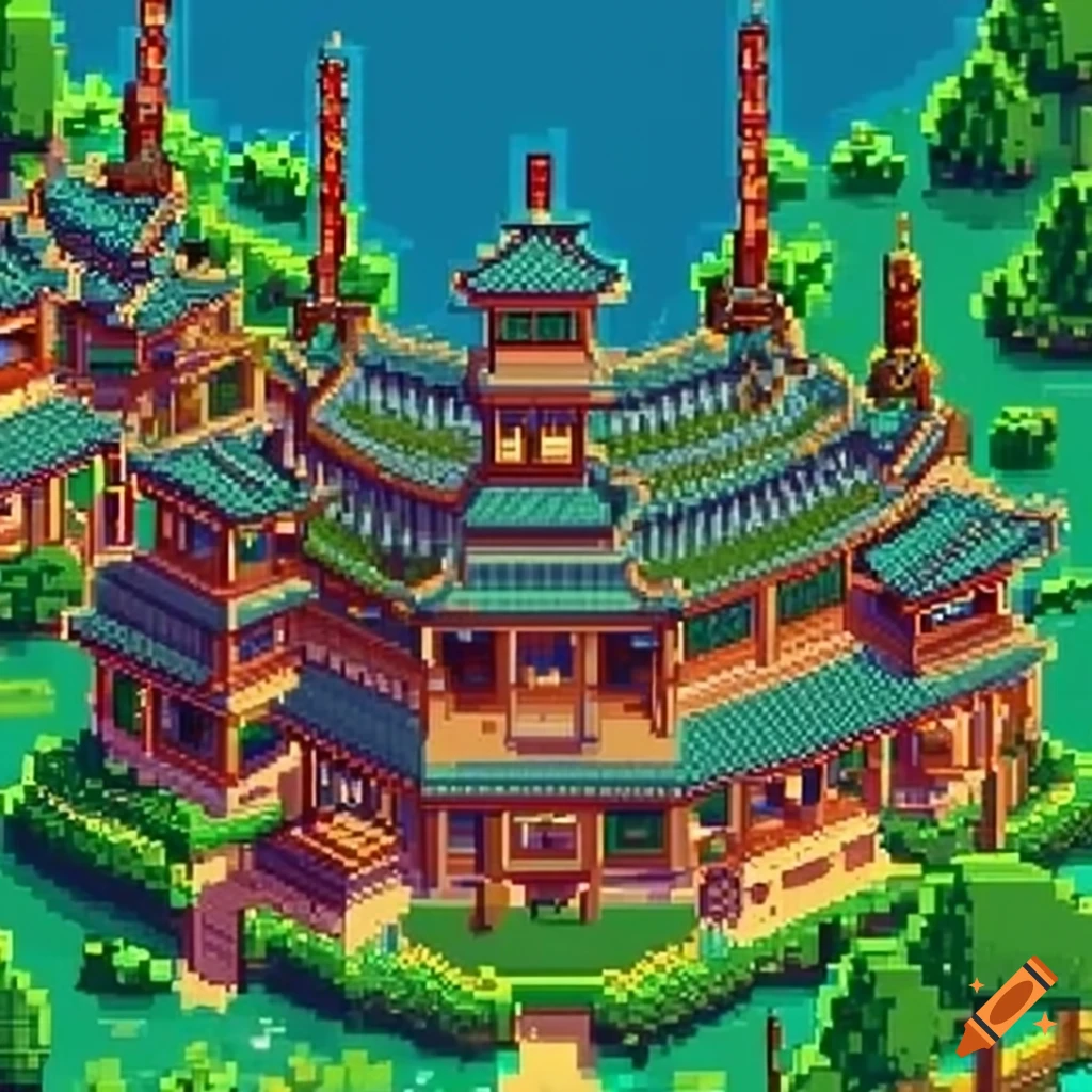 Pixel art of an ancient chinese city on Craiyon