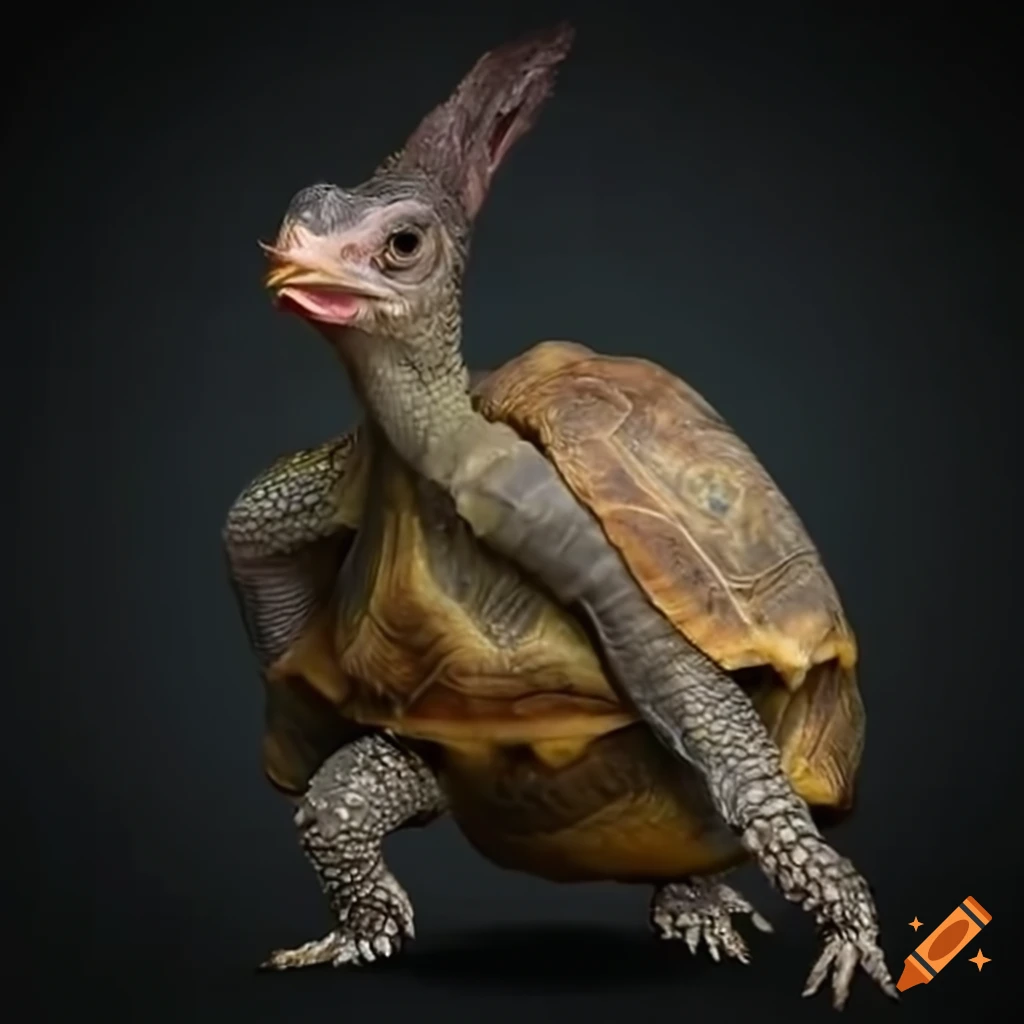 Hybrid creature with turtle and chicken head on Craiyon