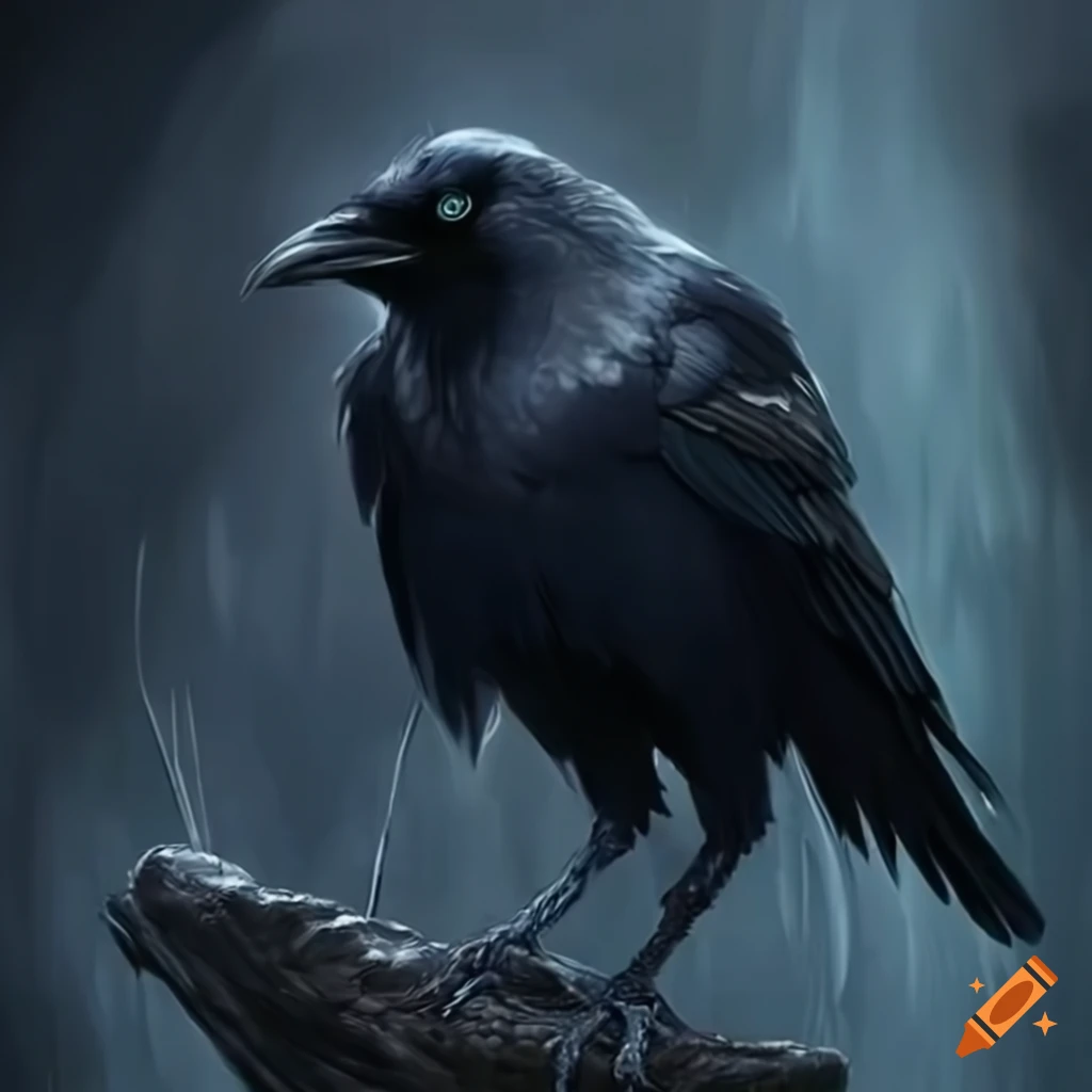 Artwork of a heroic anthropomorphized crow on Craiyon
