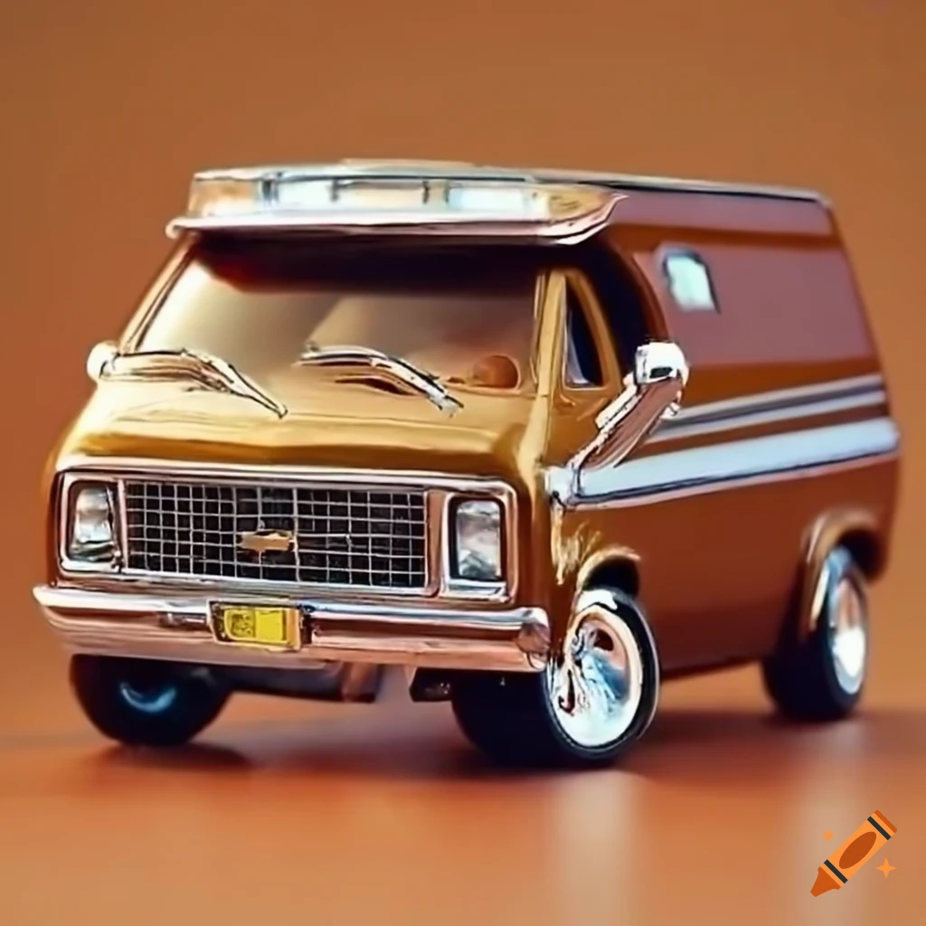 1976 Chevrolet G10 Hightop Camper Van toy in indian bronze paint on Craiyon