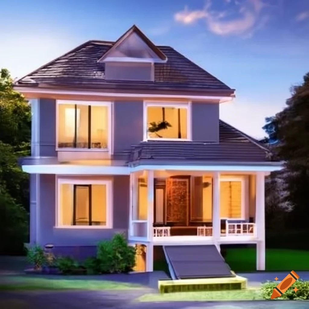 Blueprint for a 2-bedroom 2-storey house with basement suite on Craiyon