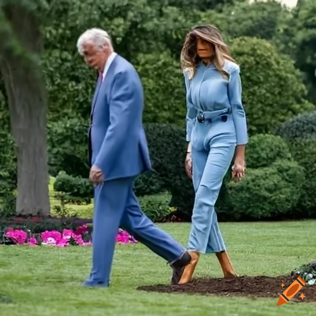 Melania trump destroying flowers in the white house rose garden on Craiyon