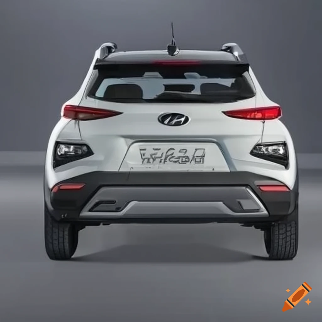 Rear view of white hyundai kona cross