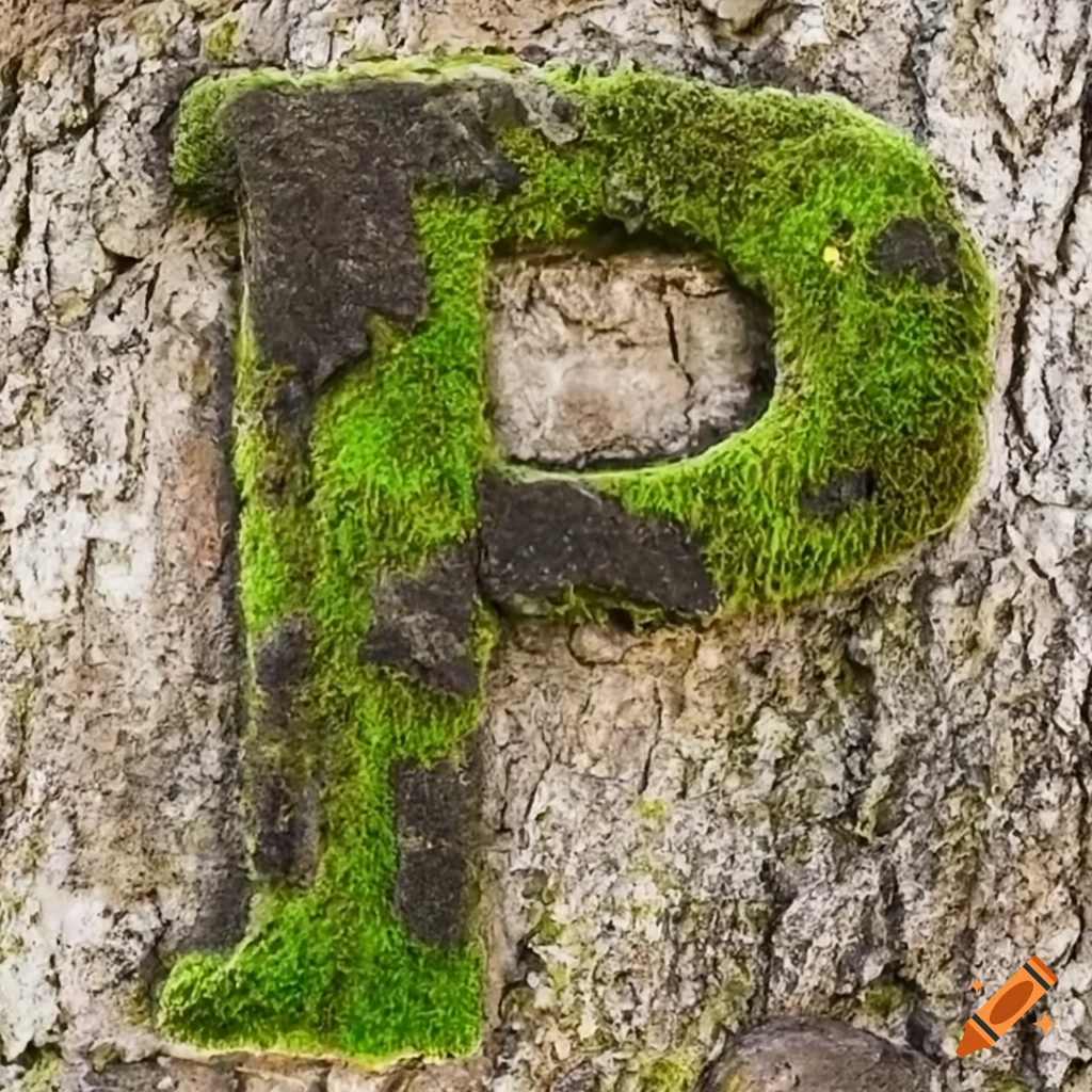 Ancient moss-covered stone letter l on Craiyon