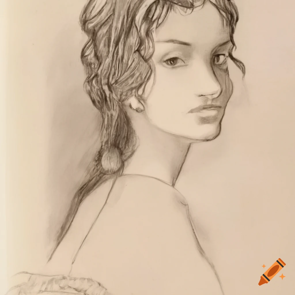 Vintage drawing of a modern woman by the window on Craiyon