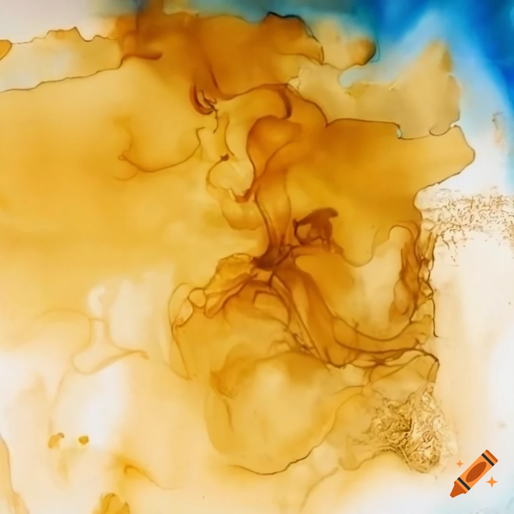 Alcohol ink painting of blue sky with golden specks on Craiyon