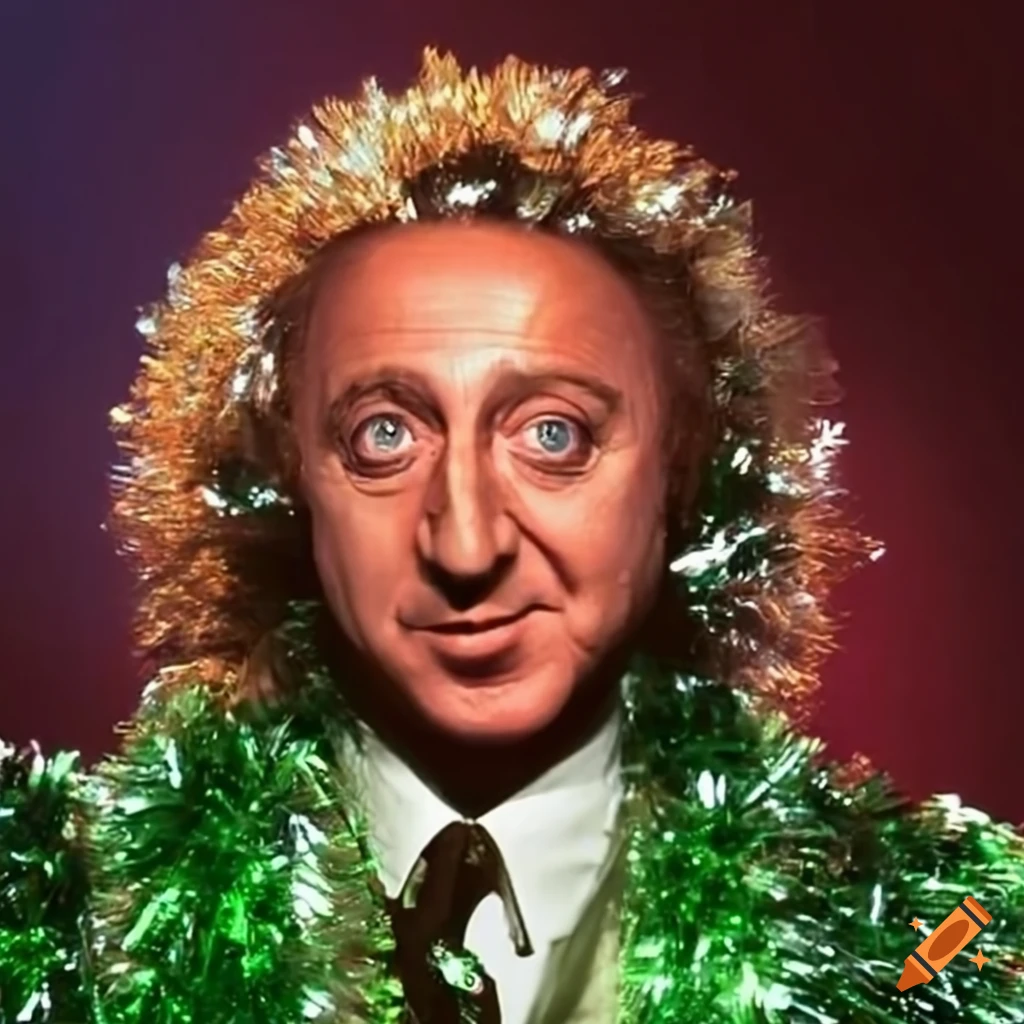 Gene wilder dressed in tinsel on Craiyon