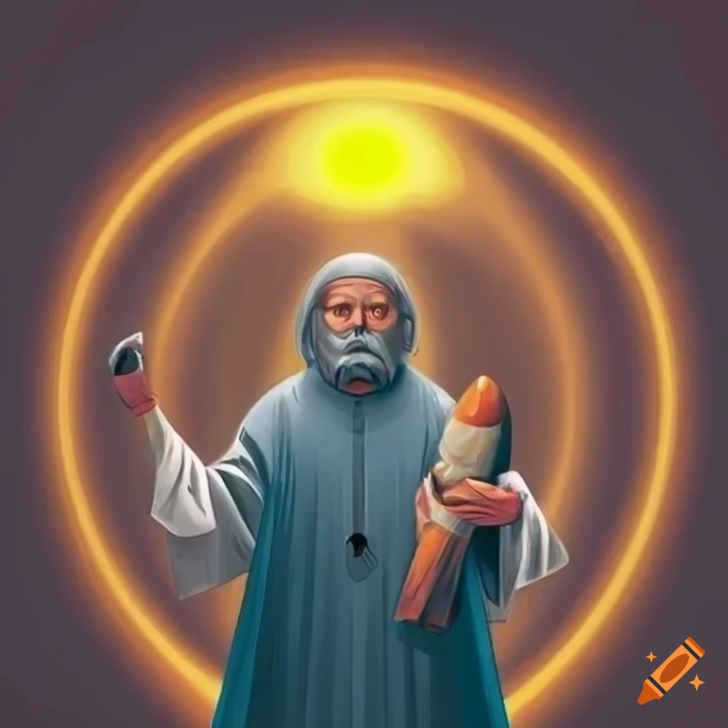 Portrait of a saint icon with a missile on Craiyon