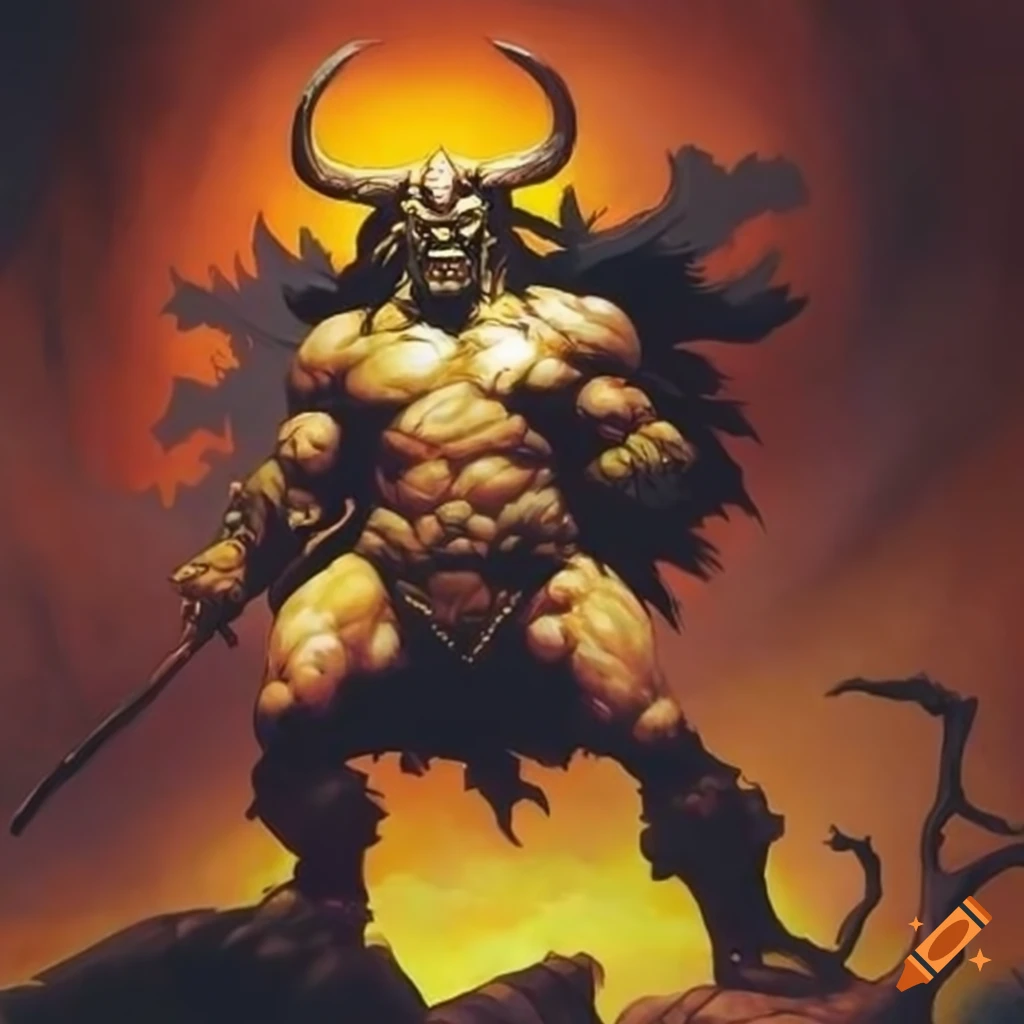 A bunch of evil goblins portrait in the style of frank frazetta on Craiyon