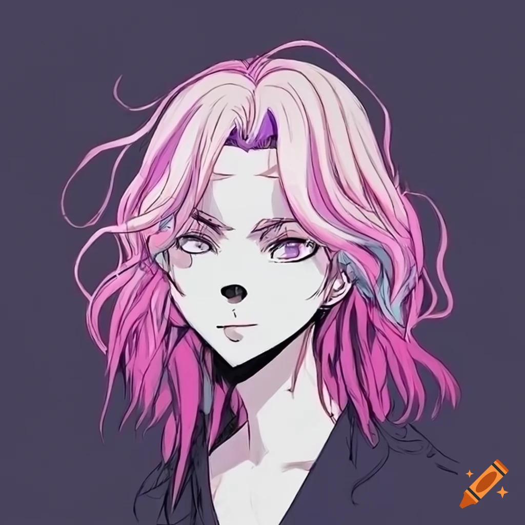 Line drawing illustration of an anime character on Craiyon