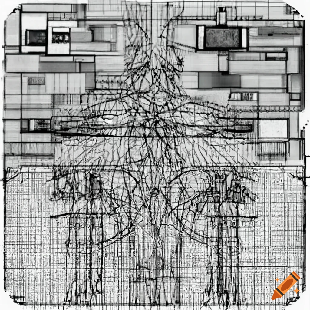 Schematic of a neural network architecture on Craiyon