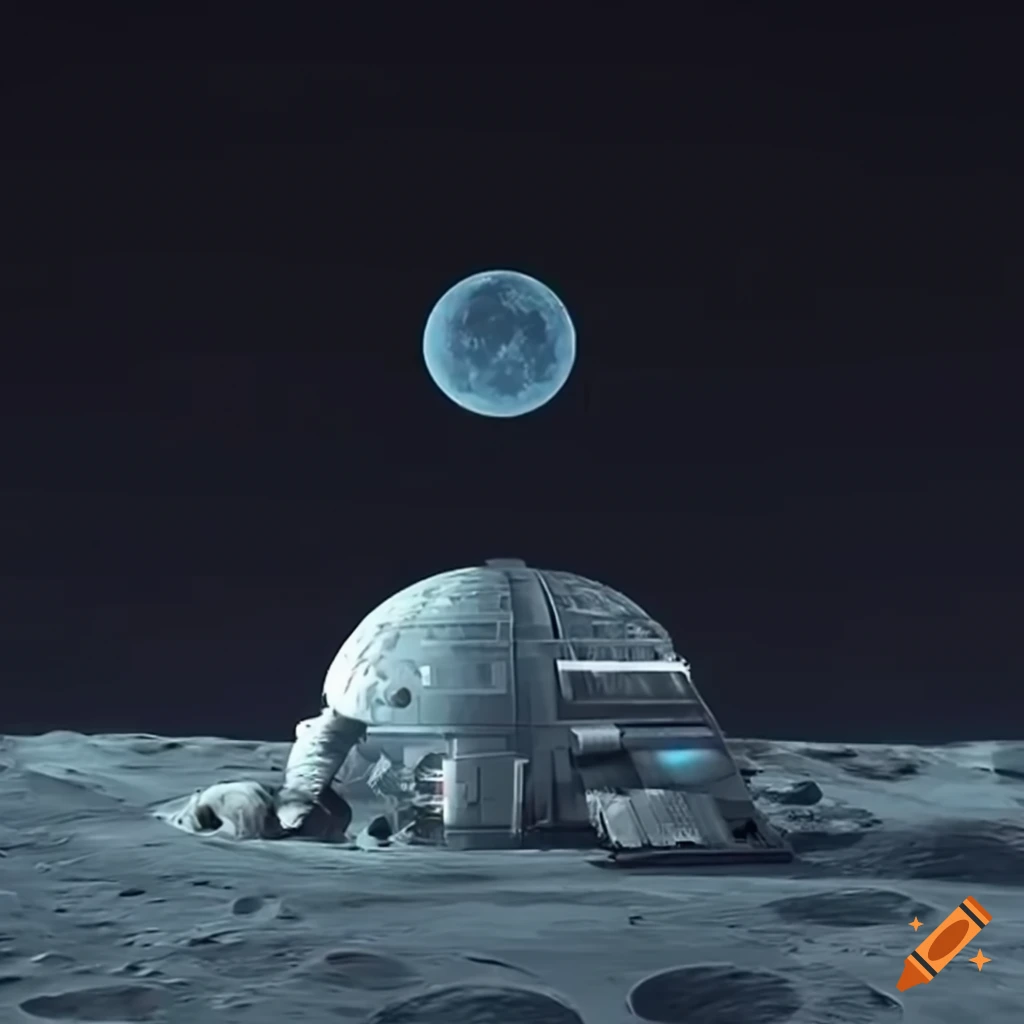Image of a futuristic lunar base on the moon on Craiyon