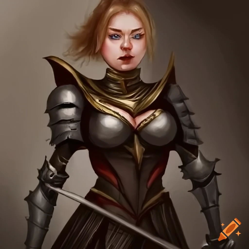 Illustration of a female knight on Craiyon