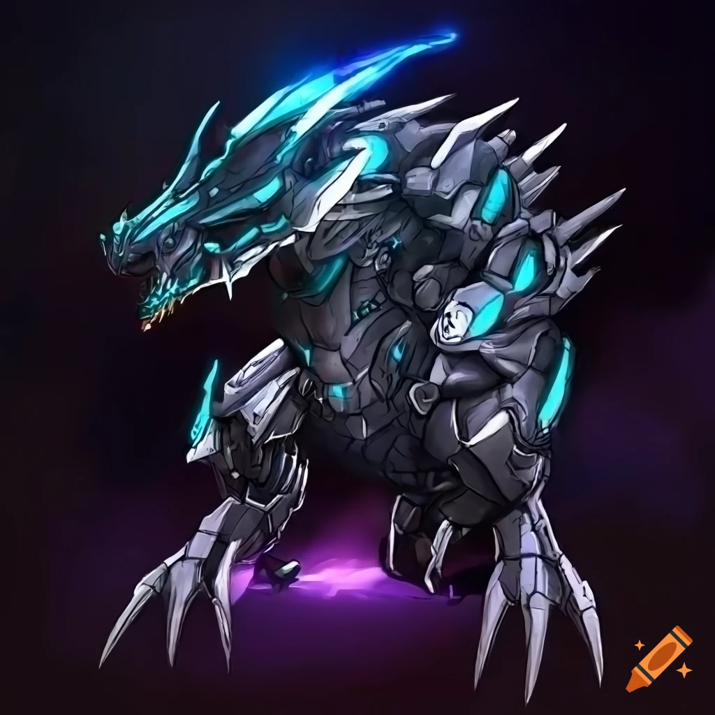 Cyber dragon mecha style artwork on Craiyon