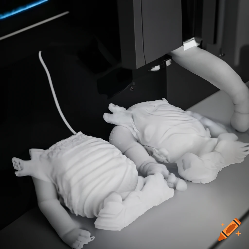 3D printer crafting a baby diaper on Craiyon