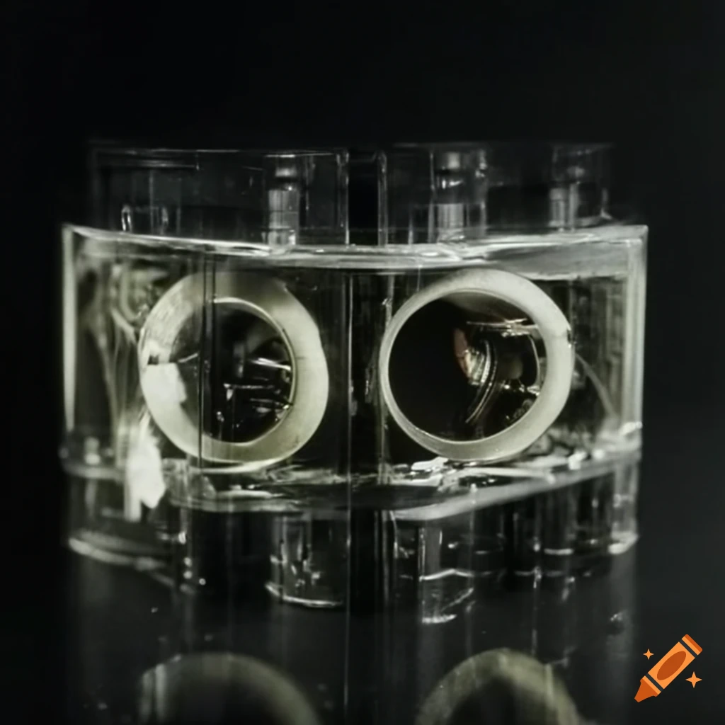 Experimental science photograph of East German broken robot brain tubes ...