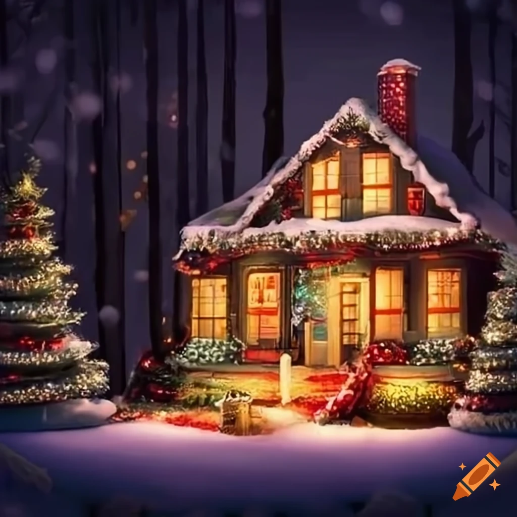 Festive house in the forest adorned with Wooster Scott style on Craiyon