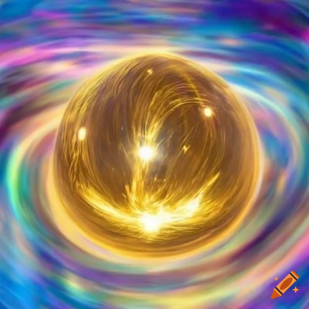 Floating golden orb in a magical heaven