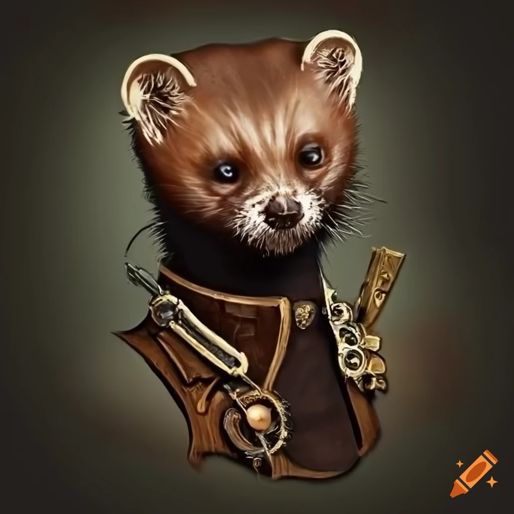 Image of a steampunk-themed sable marten on Craiyon