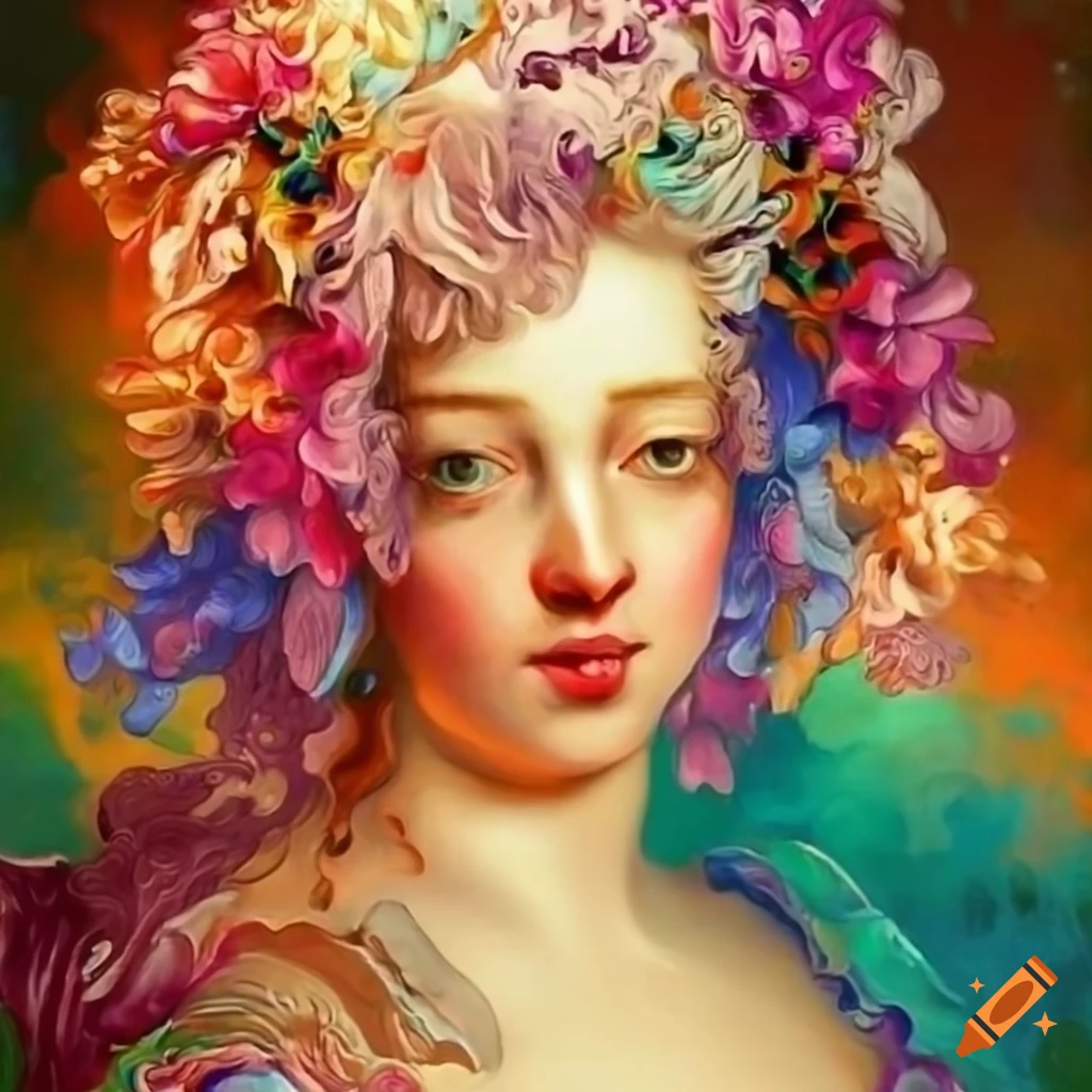 Rainbow-colored rococo drawing