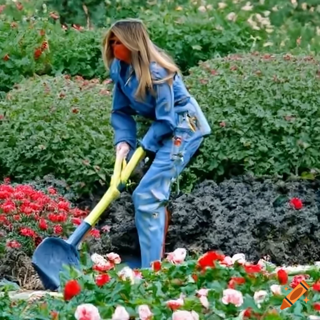 Satirical image of Melania Trump destroying flowers in the Rose Garden ...