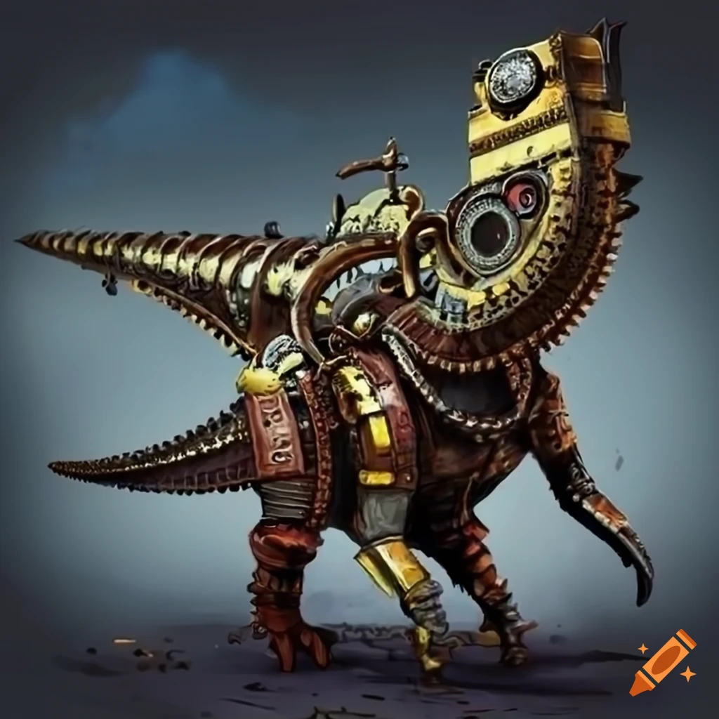 Steampunk space dinosaur artwork on Craiyon