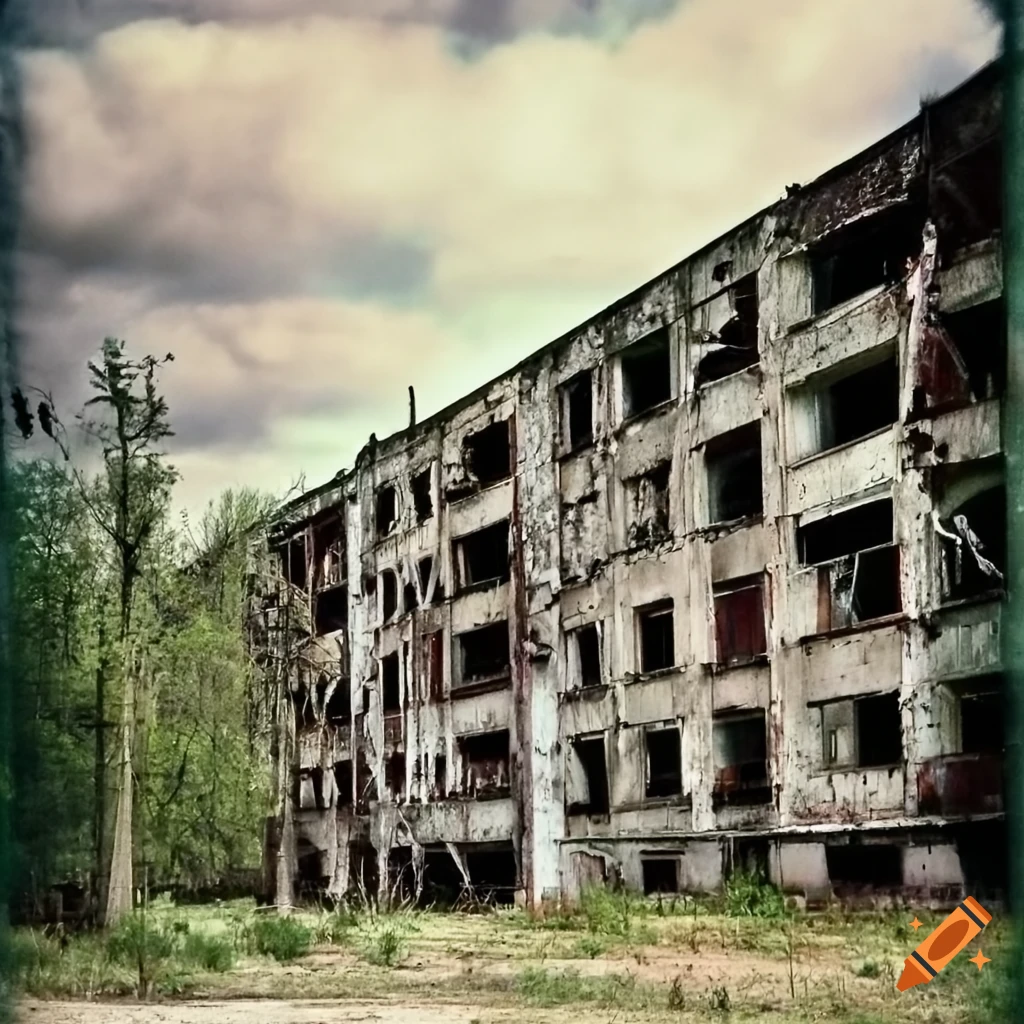 Photography of radiation damaged structures in Chernobyl on Craiyon