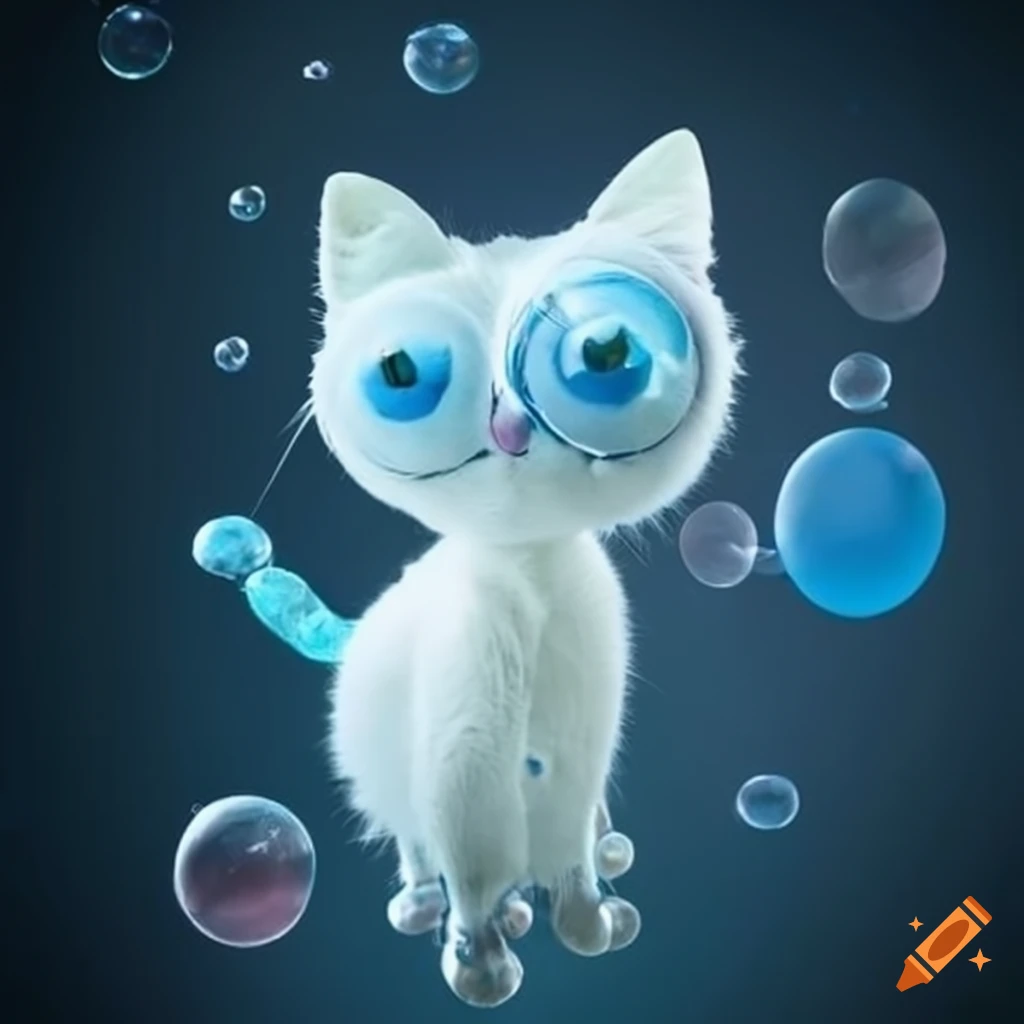 Silver, light blue, white, and blue crystal cat sculpture on Craiyon