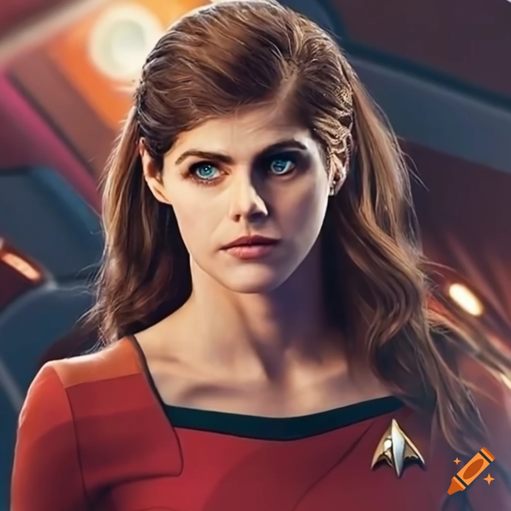 Alexandria Daddario and George Clooney on Deep Space 9 on Craiyon