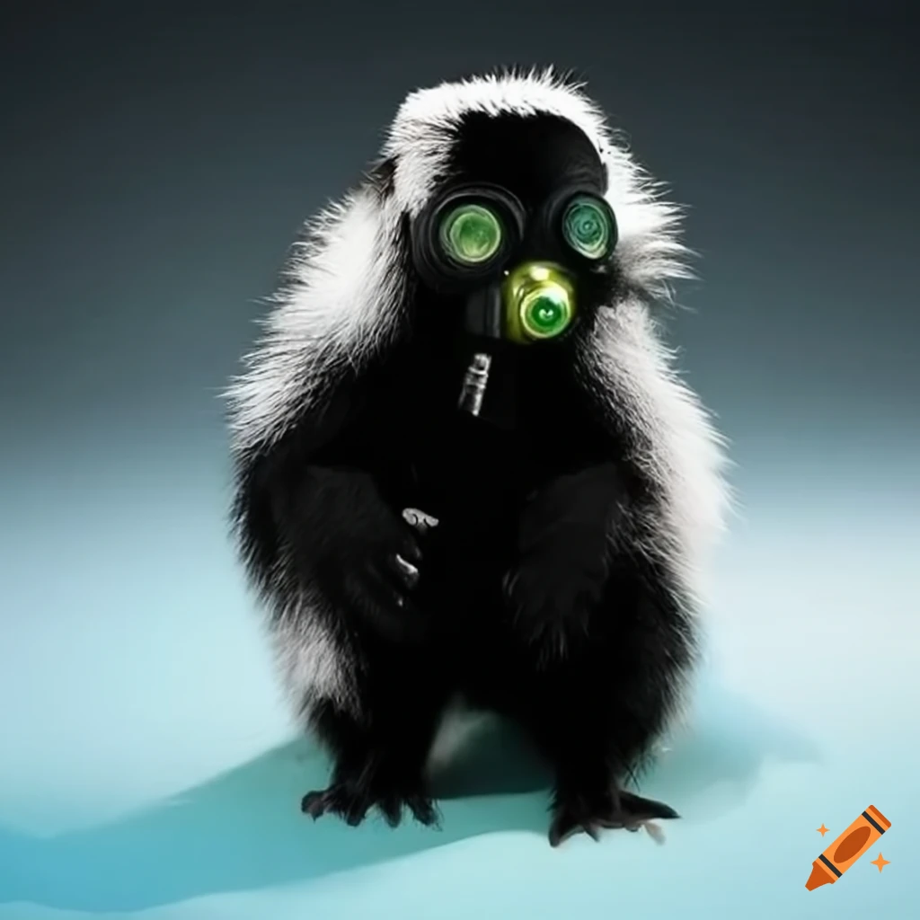 Skunk wearing a gas mask on Craiyon