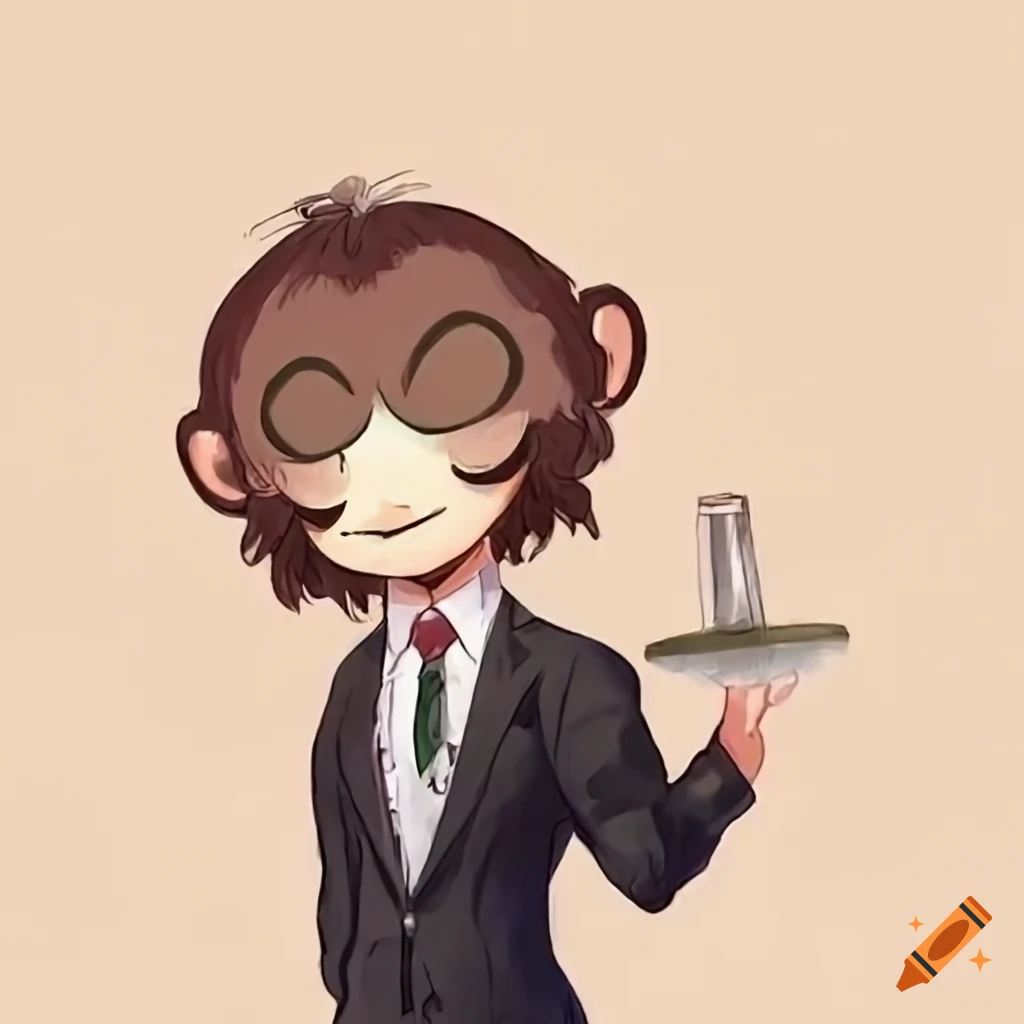Elegant monkey bartender with suit on Craiyon