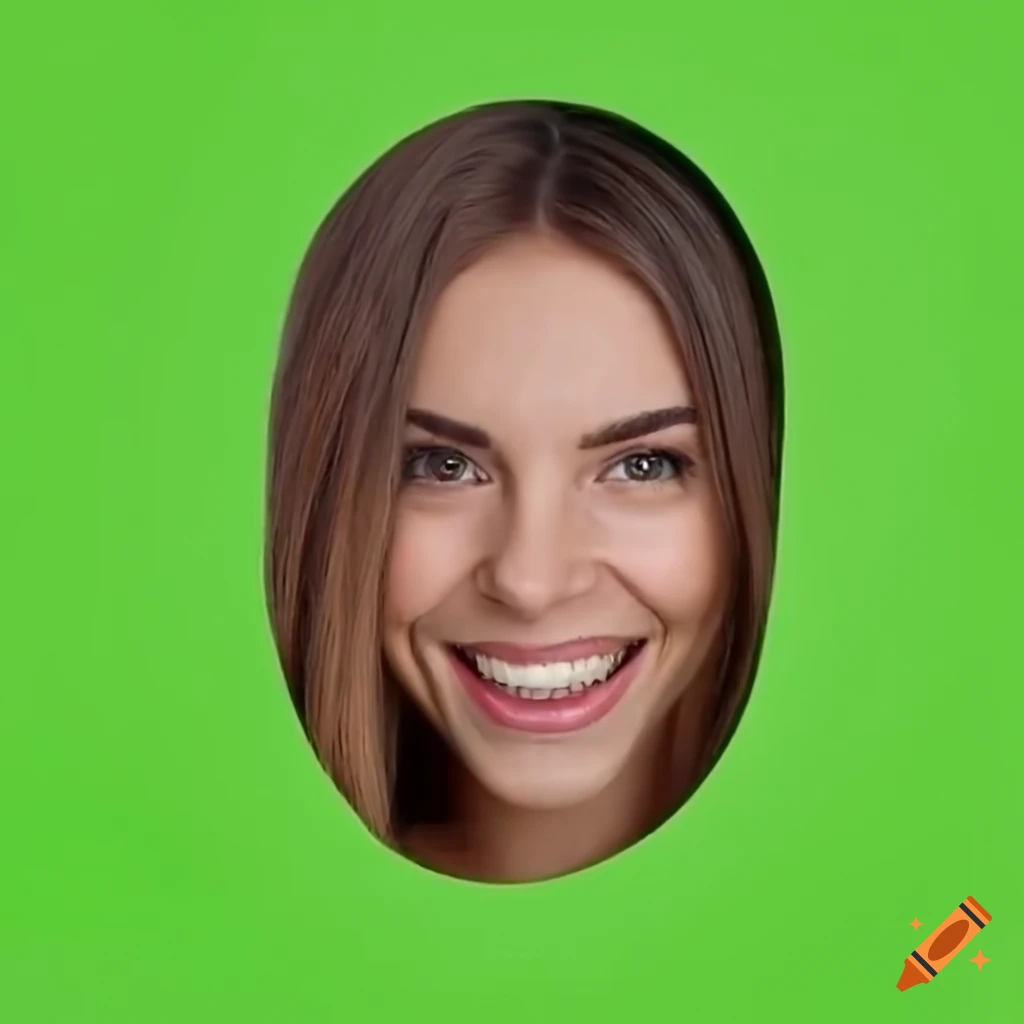 Close-up of a hyperrealistic woman face with green screen on Craiyon